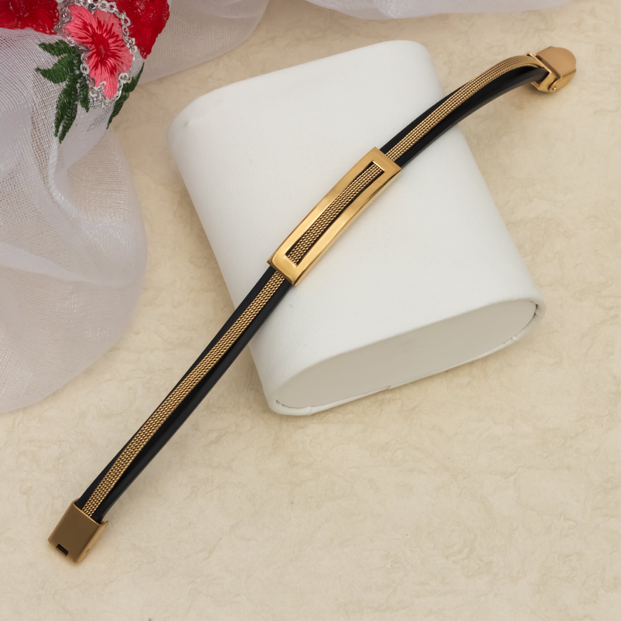 Shop Wave Goldan Black Slim Bracelet – Add Bold Edge Now