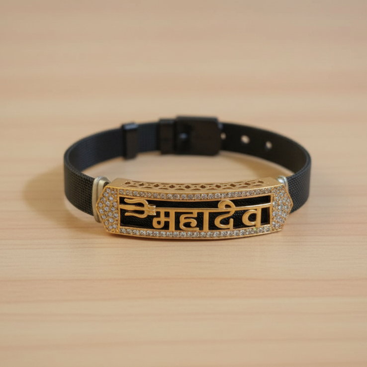 Mahadev Golden Black Bracelet – Shop Now at Zuveri